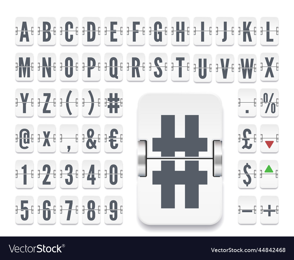 White airport terminal mechanical scoreboard font Vector Image White airport terminal mechanical scoreboard font Vector Image