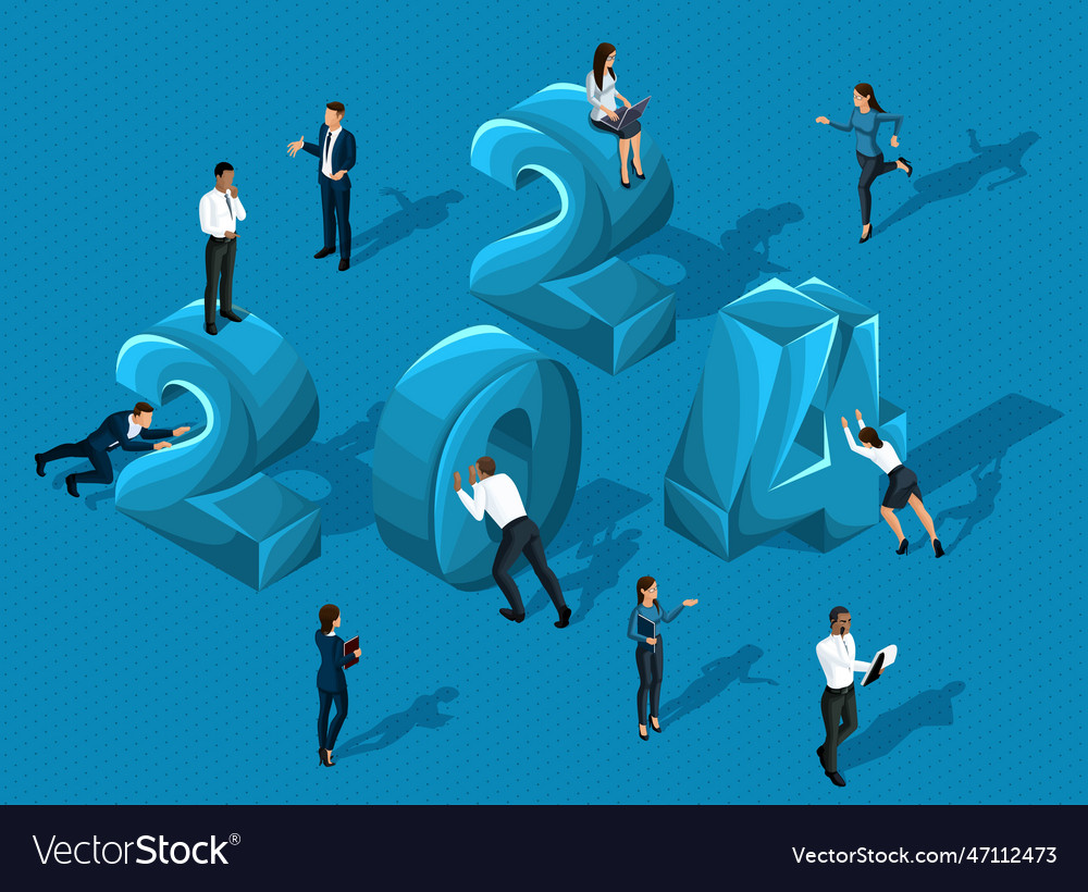 3d isometrics business calendar 2024 business Vector Image