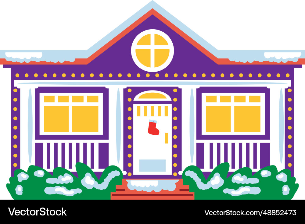 Christmas house with garden Royalty Free Vector Image