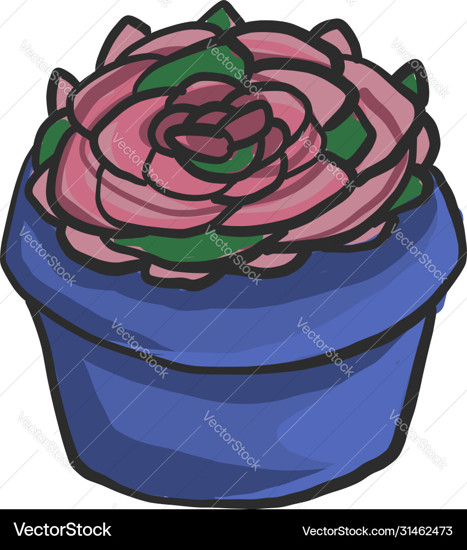 Cute plant in pot on white background Royalty Free Vector