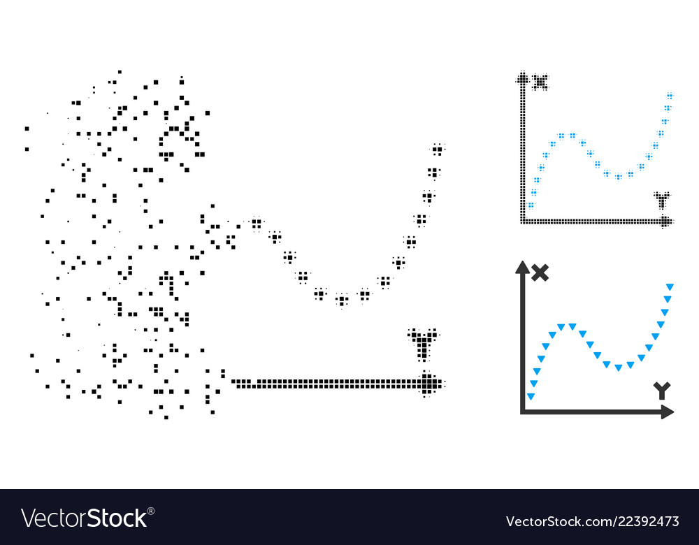 Destructed pixel halftone dotted function graph Vector Image Destructed pixel halftone dotted function graph Vector Image
