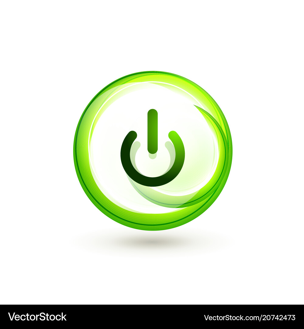 Glass transparent effect power start button Vector Image