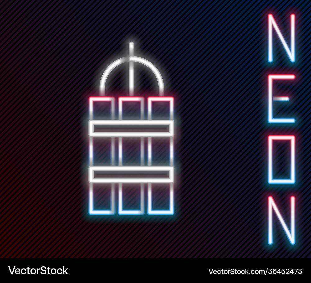 Glowing neon line detonate dynamite bomb stick Vector Image