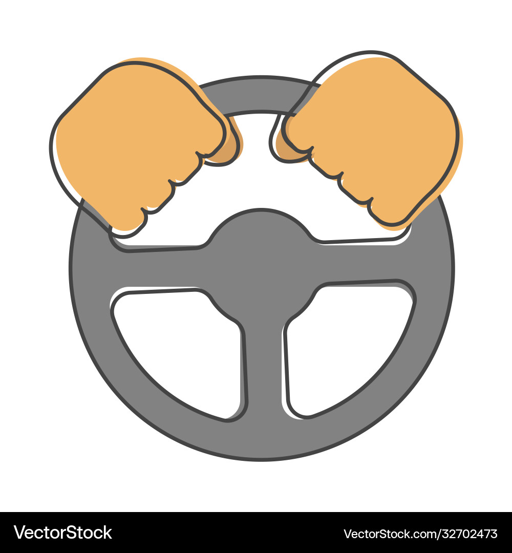 Icon car steering wheel and drivers hands Vector Image