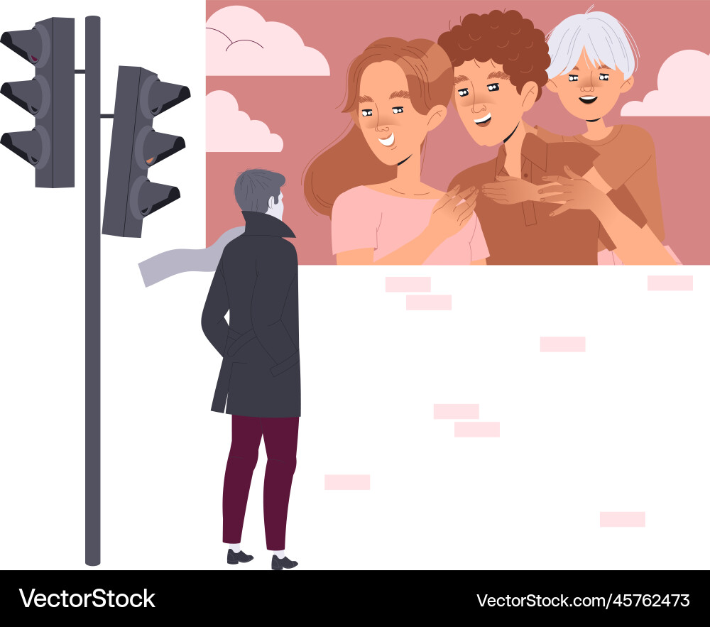 Loneliness with lonely man character standing Vector Image