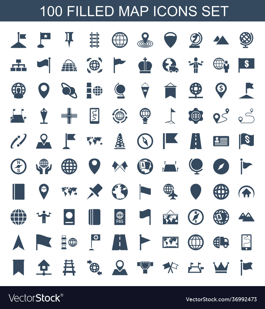 Map icons Royalty Free Vector Image - VectorStock