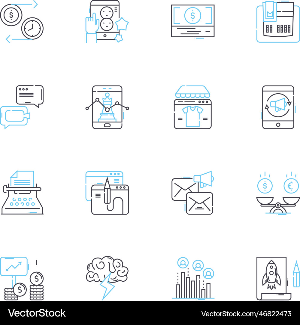 Online promotion linear icons set digital Vector Image