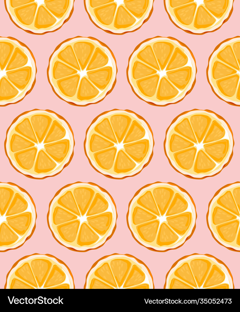 Seamless pattern with orange slices healthy food Vector Image