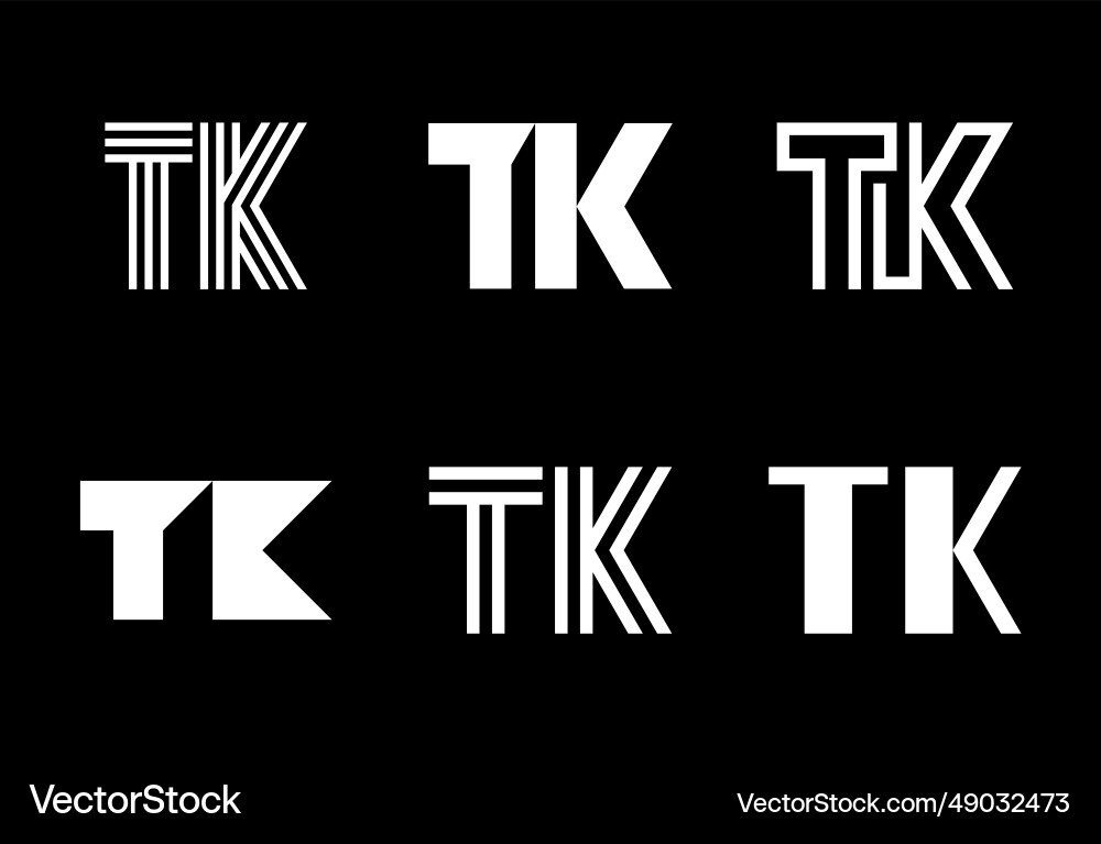 Set of letter tk logos Royalty Free Vector Image