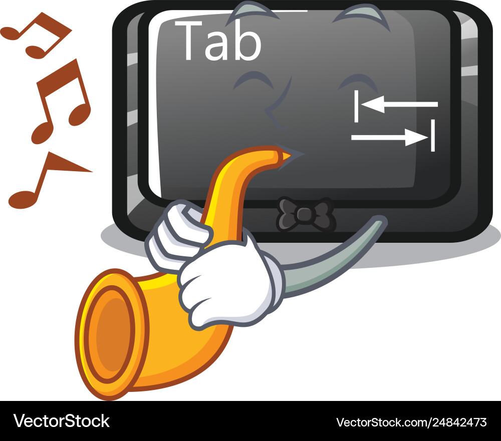 With trumpet tab button attached to cartoon Vector Image