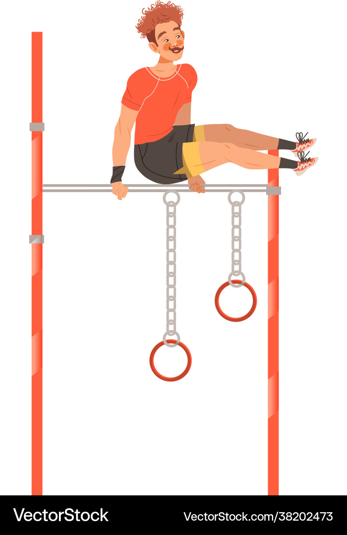 Young man character doing sport and physical bar Vector Image