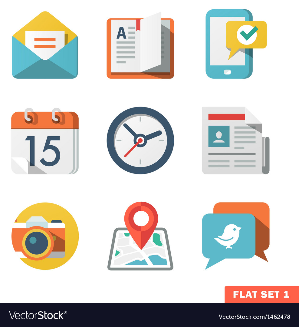 Basic flat icon set for web and mobile application