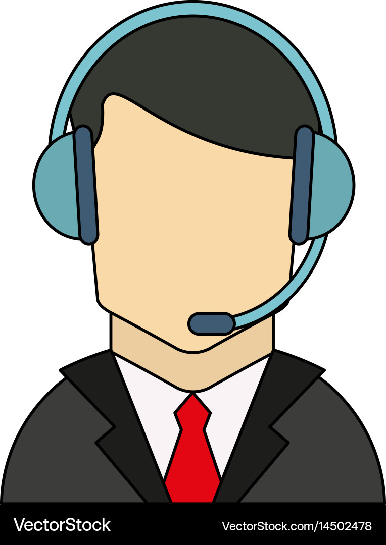 Color graphic guy customer service icon Royalty Free Vector