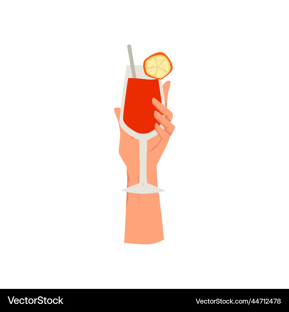 Hand with delicious cocktail apple slice Vector Image