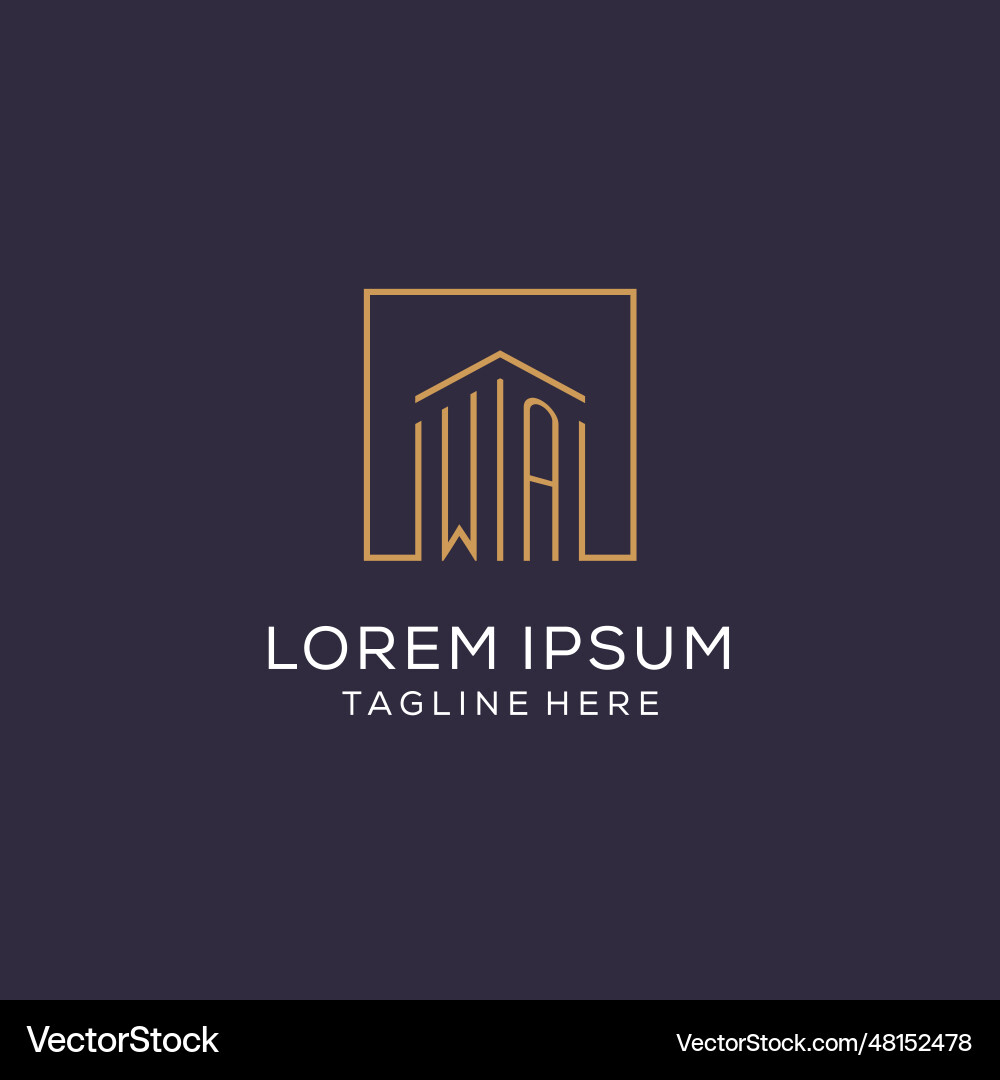 Initial wa logo with square lines luxury and Vector Image