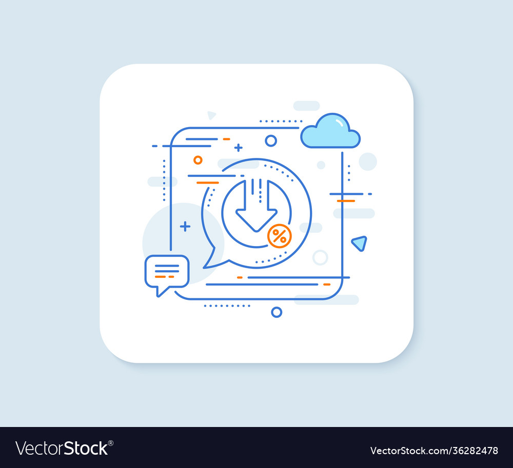 Loan percent decrease line icon discount sign Vector Image