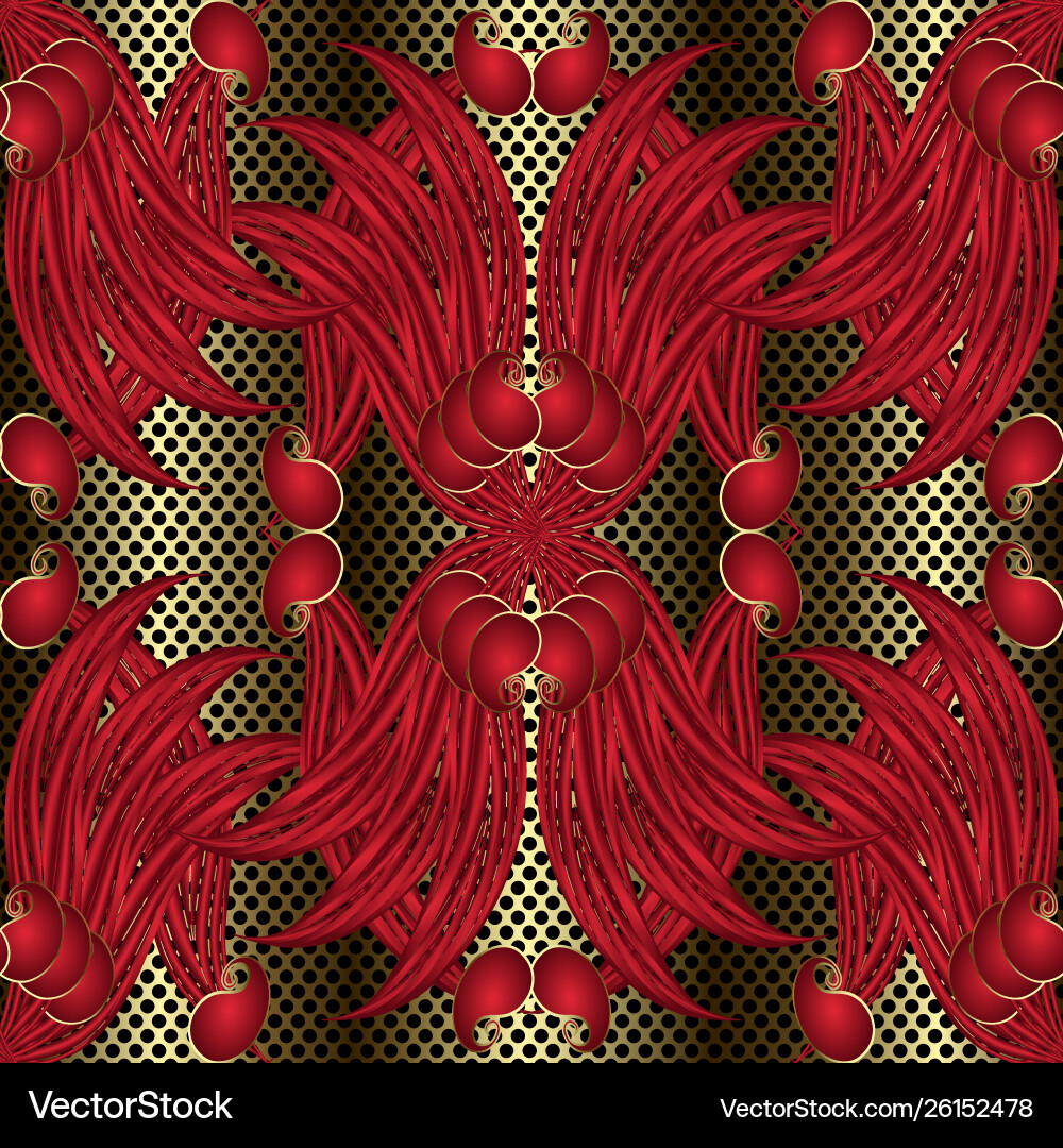 Luxury 3d floral paisley seamless pattern modern Vector Image