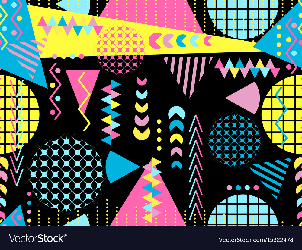 Memphis seamless pattern geometric elements Vector Image
