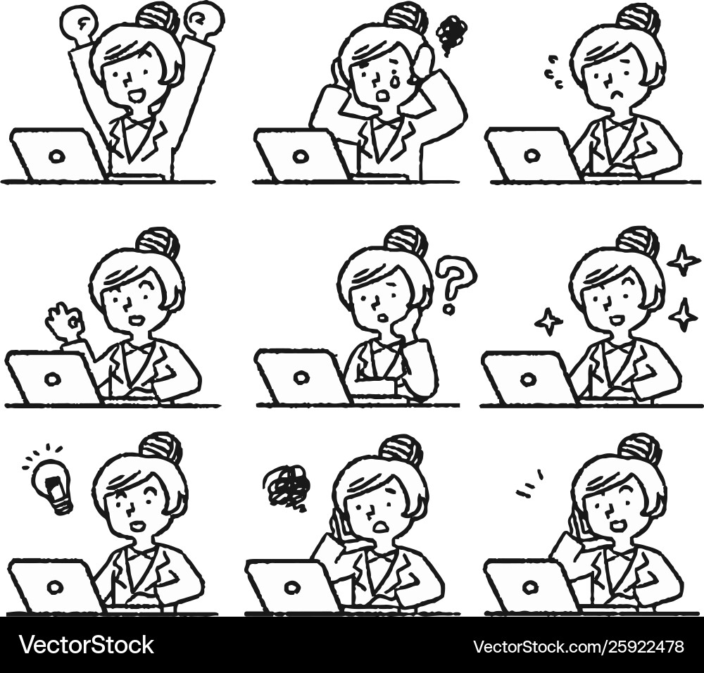 Monochrome analog style working woman Royalty Free Vector