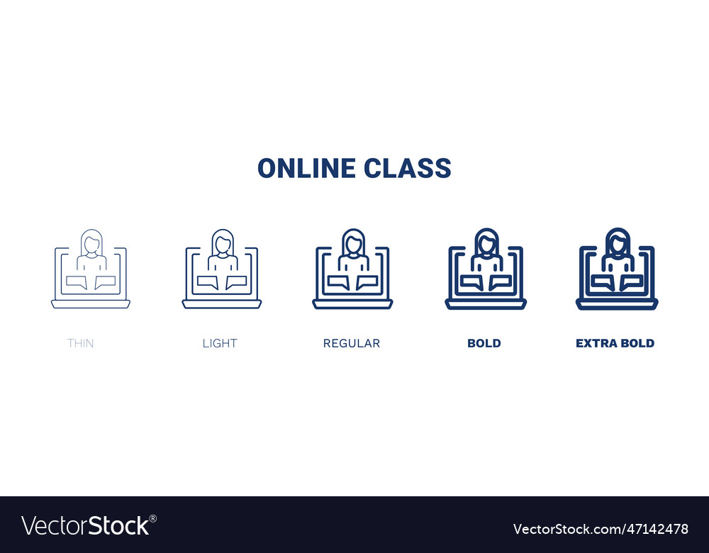 Online class icon thin light regular bold black Vector Image