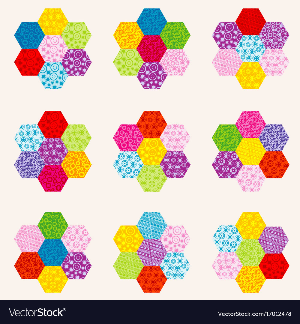 Patchwork Pattern With Flowers Made Hexagonal Vector Image