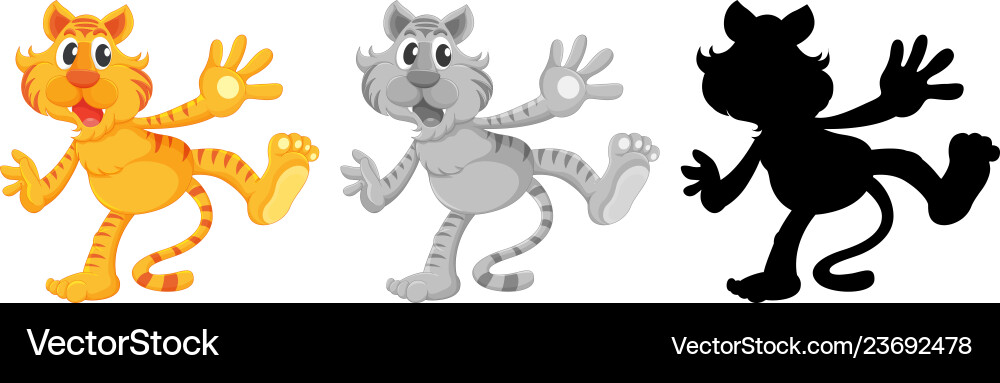 Set of tiger character Royalty Free Vector Image