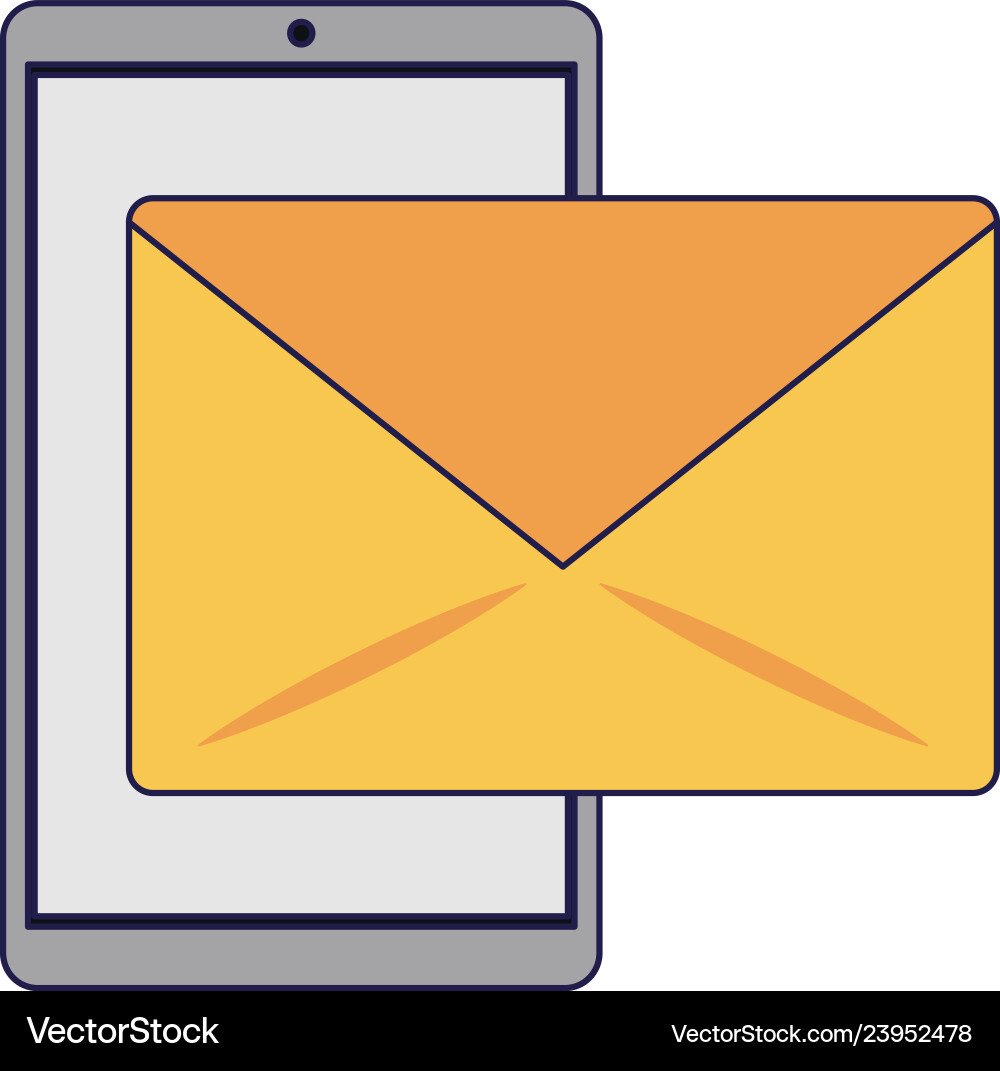Smartphone sending email symbol blue lines Vector Image