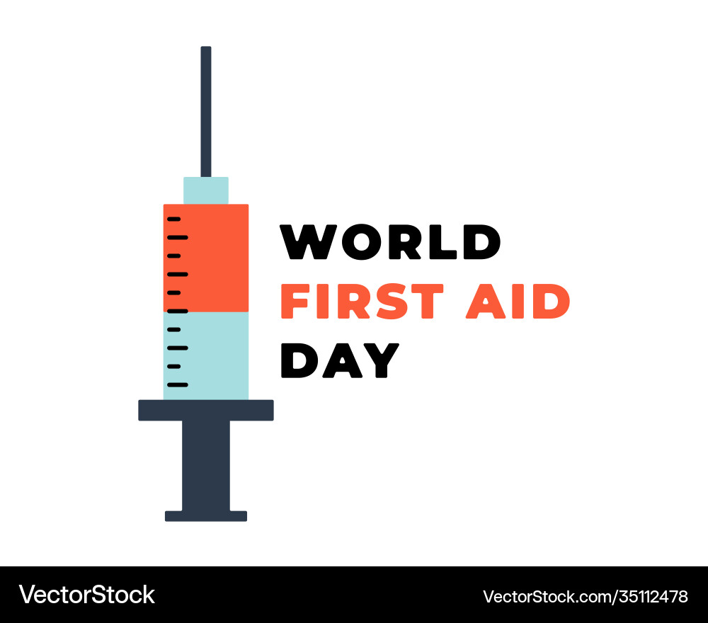 Syringe with blood world first aid day template Vector Image