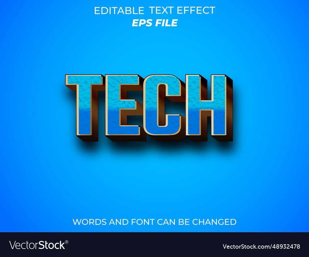 Tech text effect font editable typography 3d Vector Image