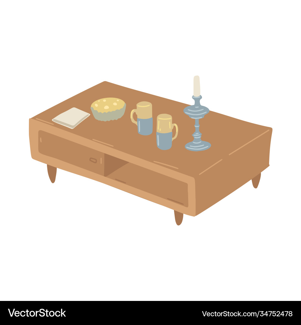 Wooden coffee table isolated on white background Vector Image