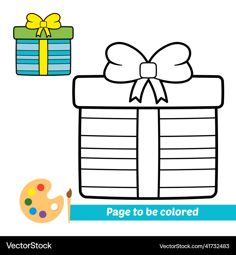 Coloring book for kids gift box Royalty Free Vector Image