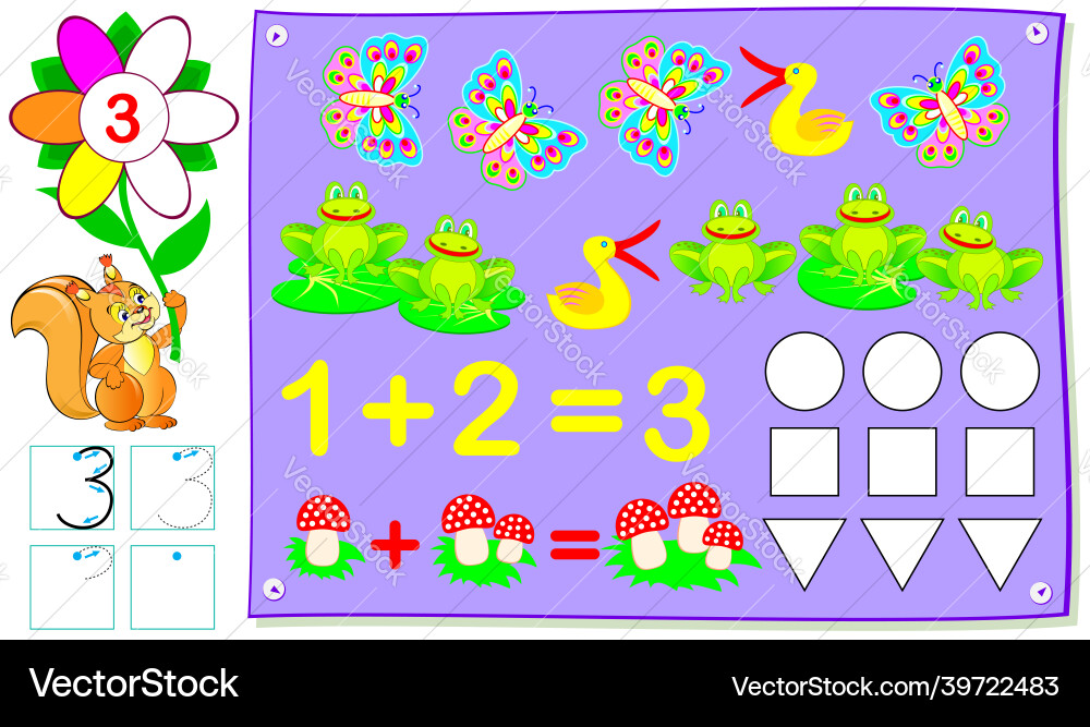 Educational page for young children with number Vector Image