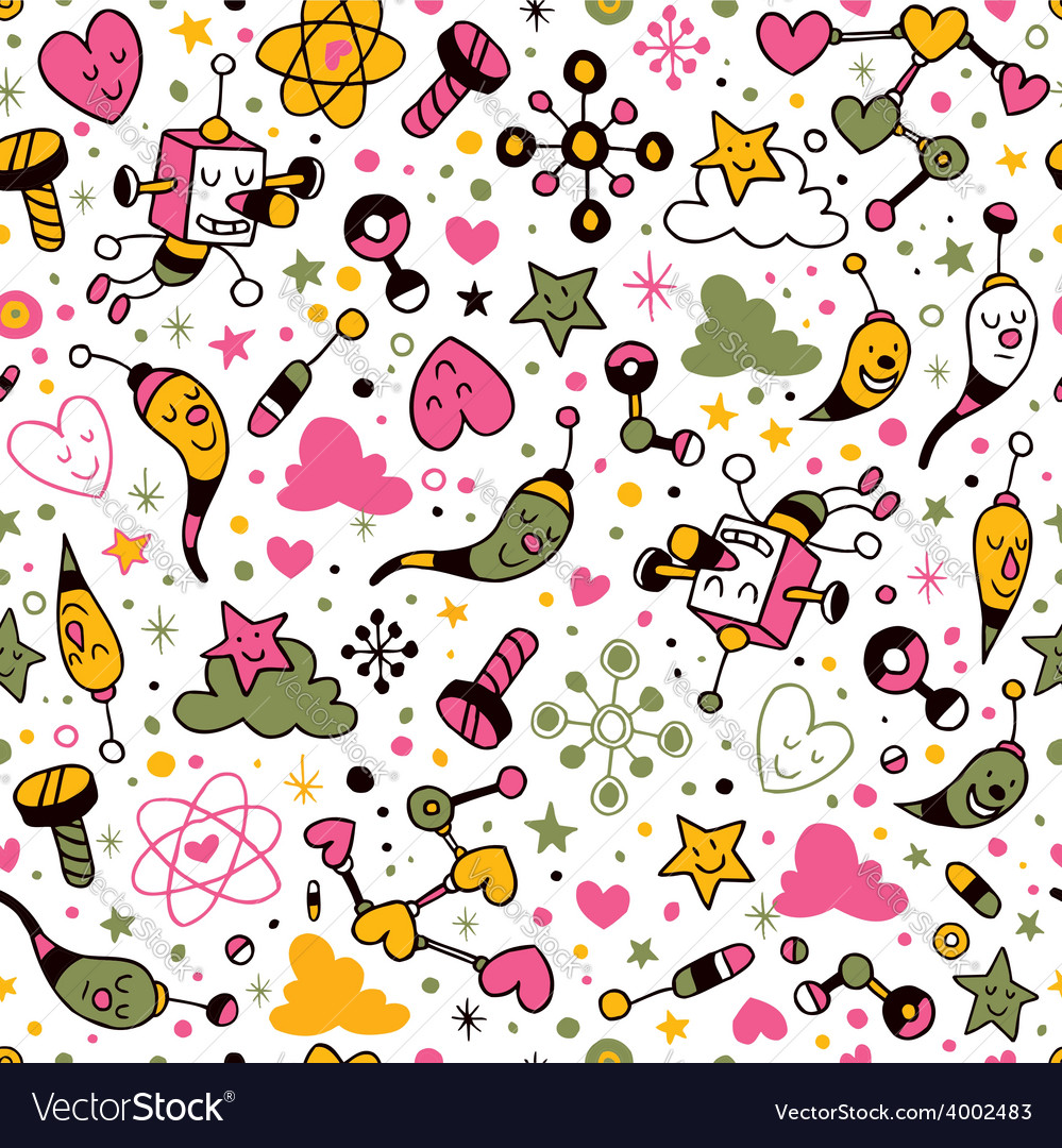 Fun cartoon pattern 9 Royalty Free Vector Image