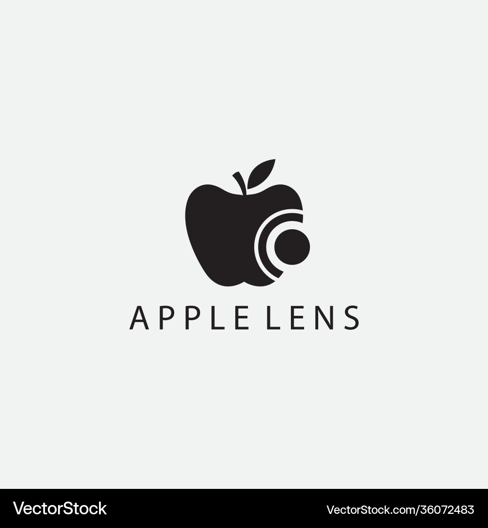 Lens photo apple logo design template Royalty Free Vector