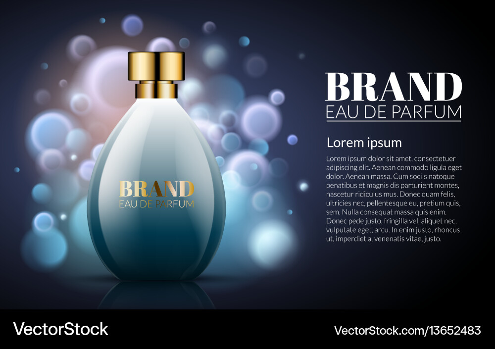 Realistic perfume blue color bottles on shine Vector Image