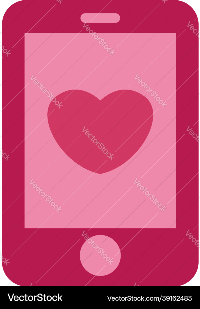 Red cellphone with heart on a white background Vector Image