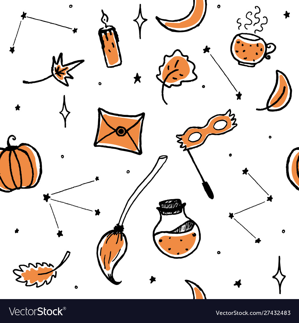 Seamless halloween autumn elements pattern Vector Image