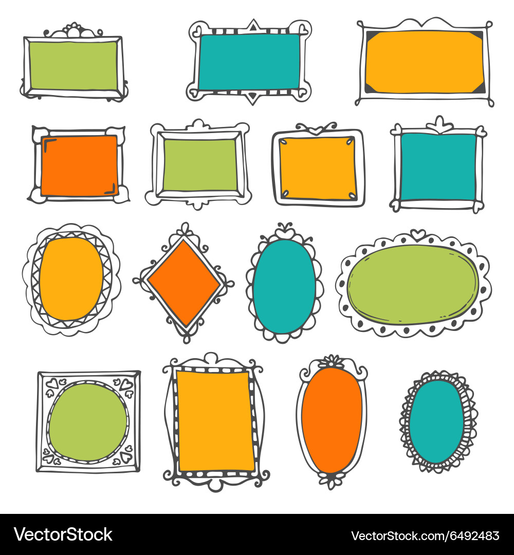 Set of hand drawn frames cute design elements Vector Image