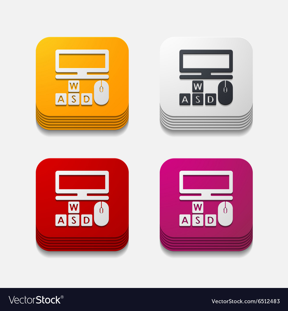 Square button computer Royalty Free Vector Image