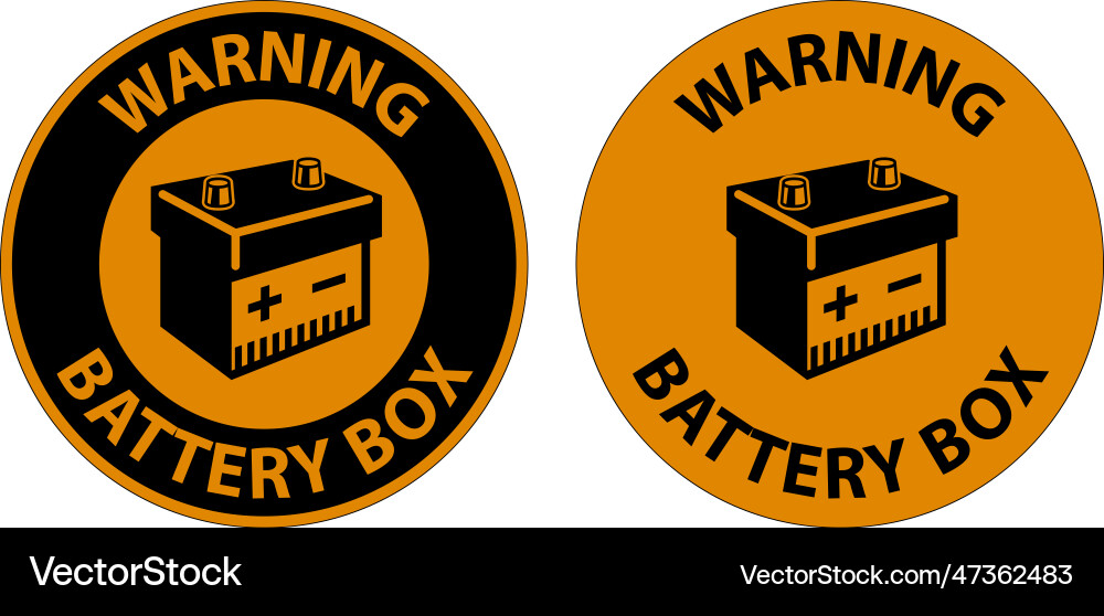 Warning battery box with icon sign on white Vector Image