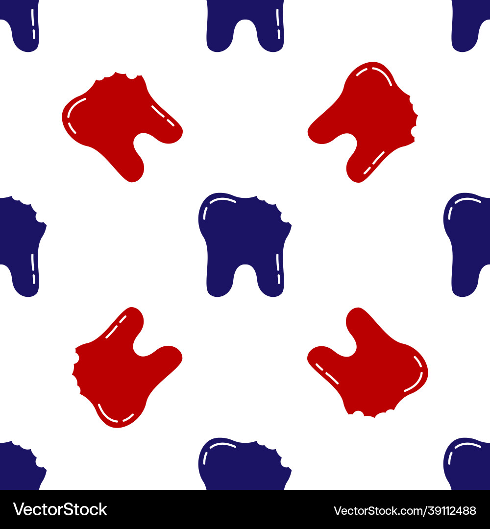 Blue and red broken tooth icon isolated seamless Vector Image