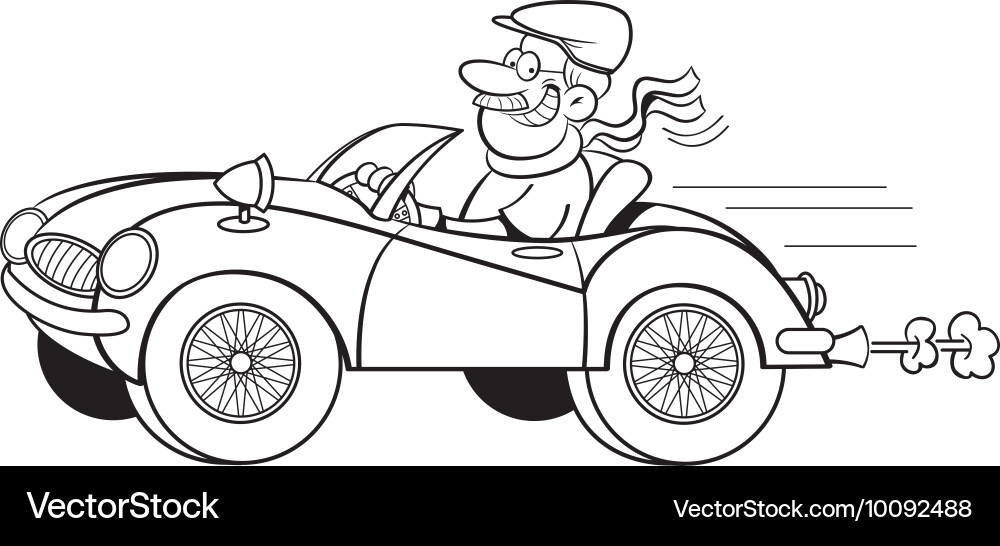 Cartoon man driving a car Royalty Free Vector Image
