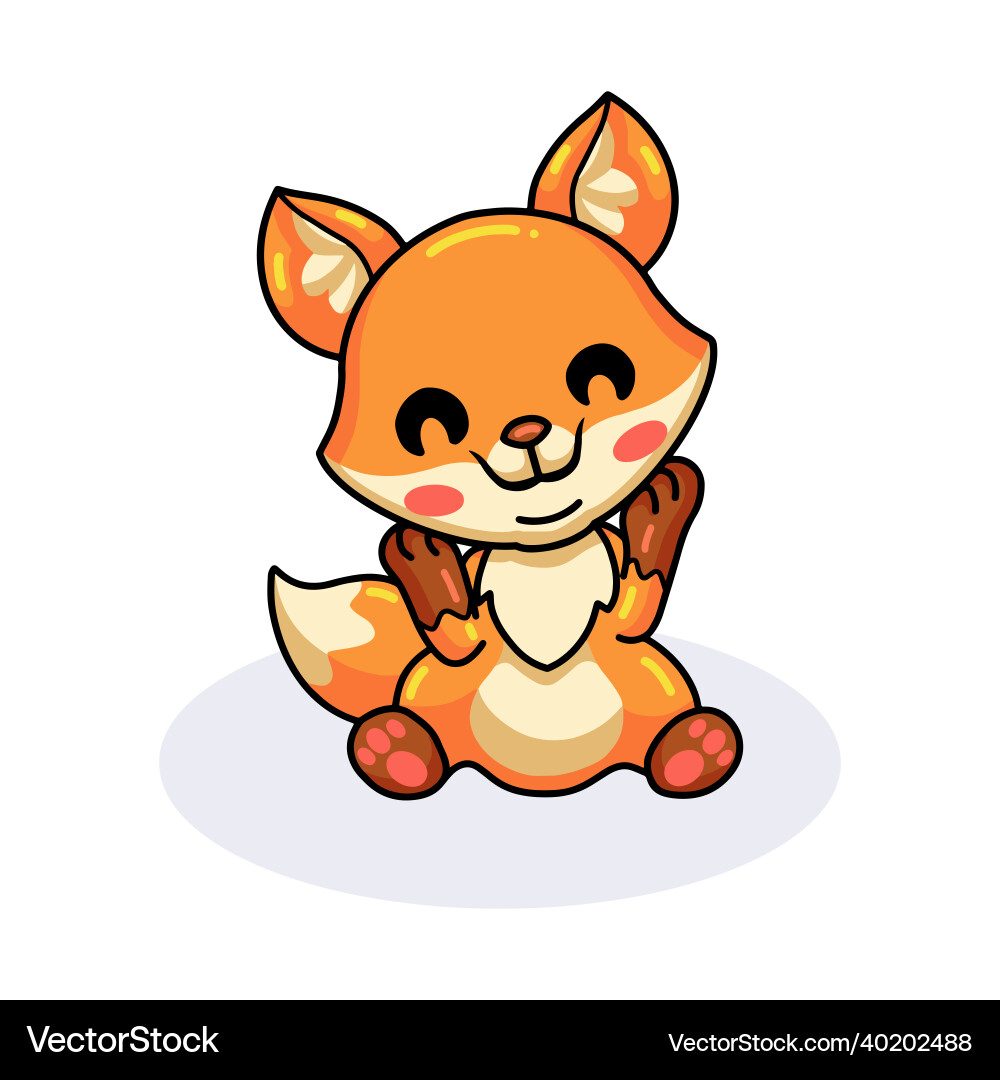 Cute little fox cartoon sitting Royalty Free Vector Image
