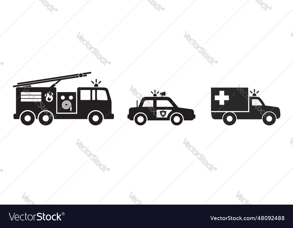 Emergency vehicle silhouette set Royalty Free Vector Image Emergency vehicle silhouette set Royalty Free Vector Image