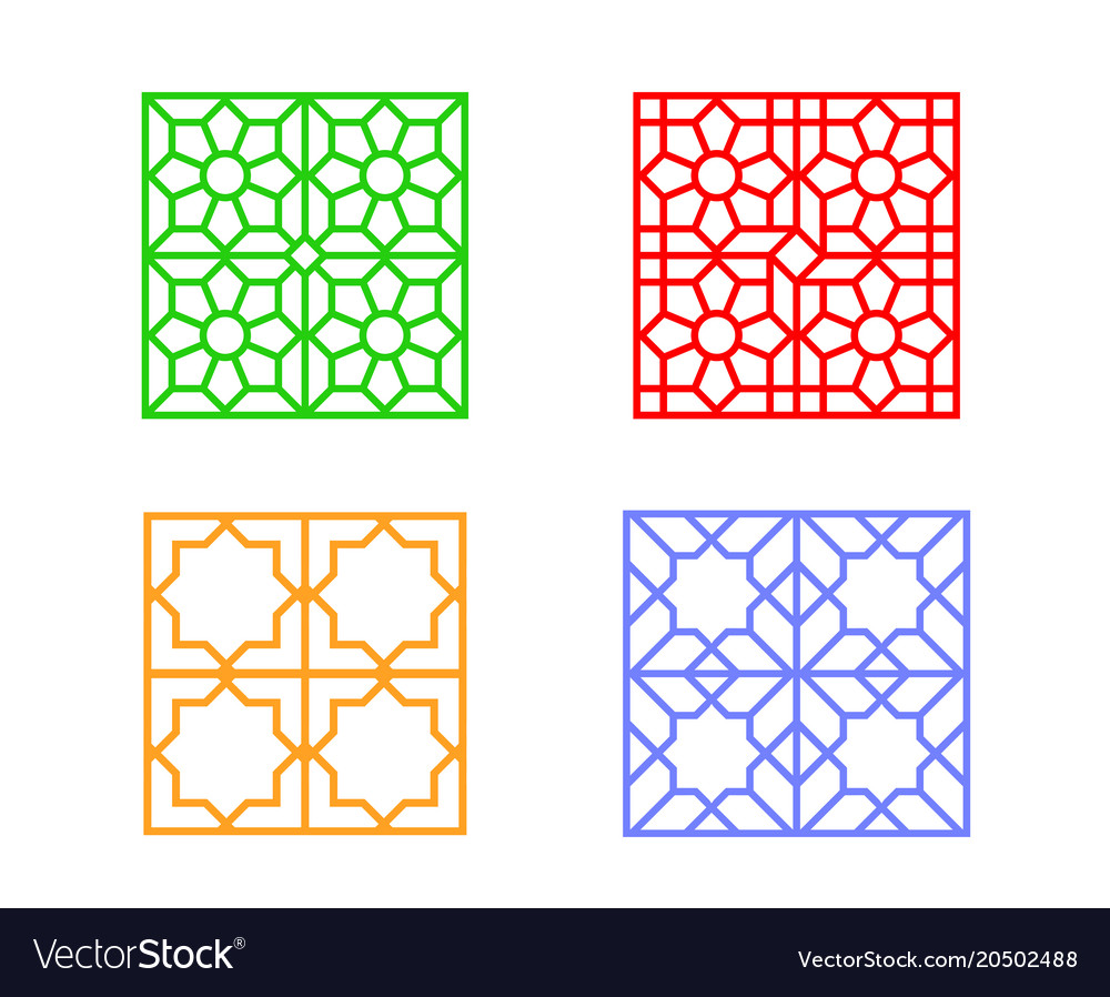 Large square window frame with islamic pattern Vector Image