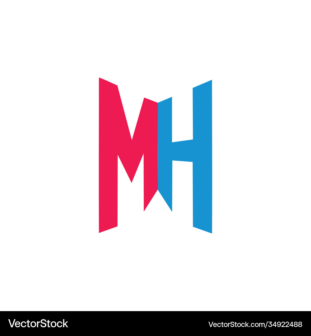 Letter mh simple geometric arrow logo Royalty Free Vector