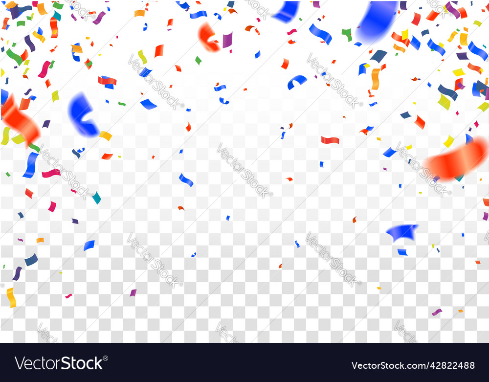Many falling colorful tiny confetti and ribbon Vector Image