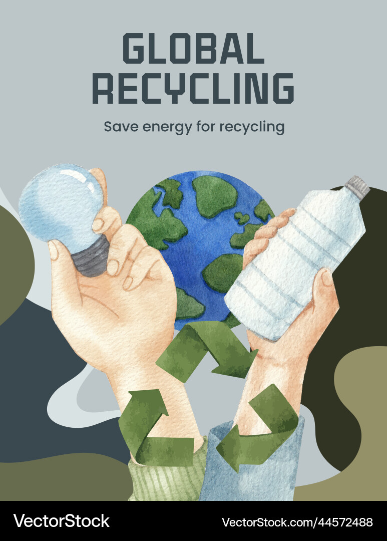 Poster template with global recycling concept Vector Image