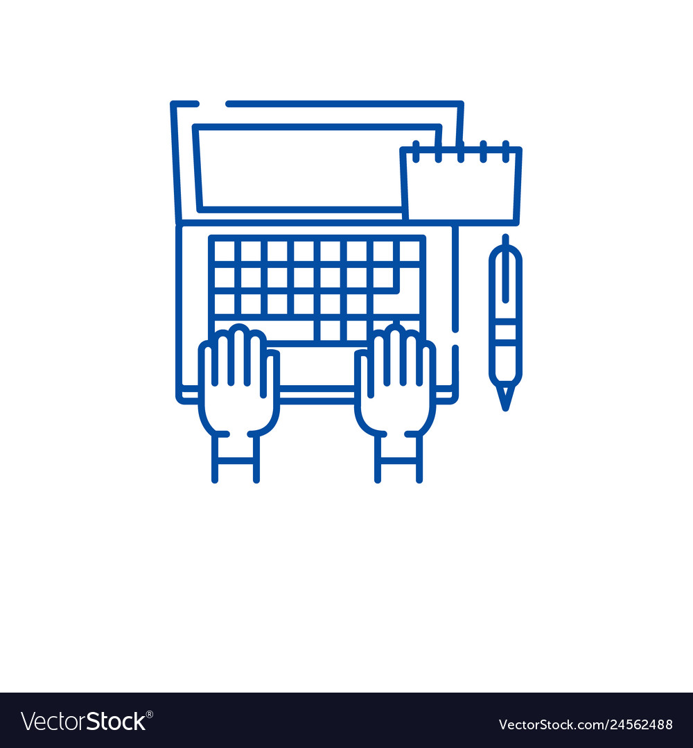 Programmer on laptop line icon concept Royalty Free Vector