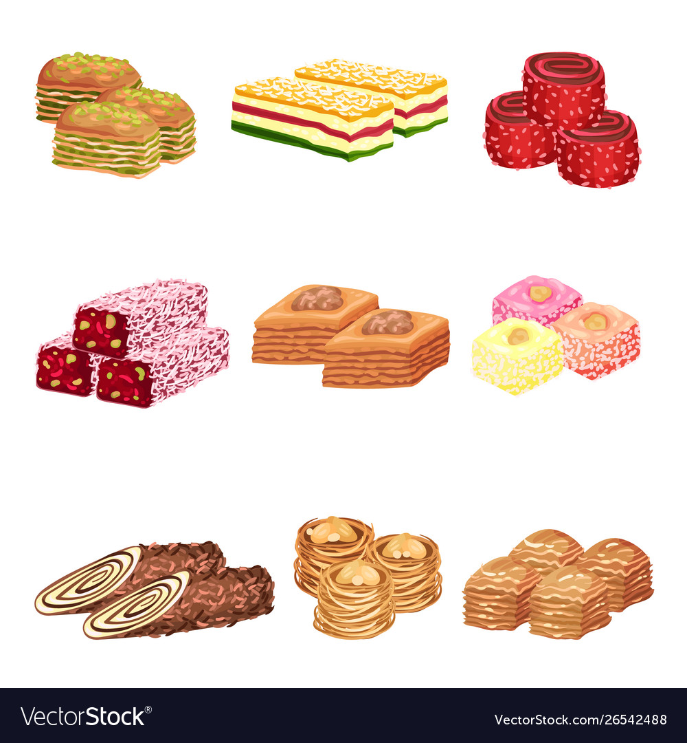 Set images oriental sweets Royalty Free Vector Image